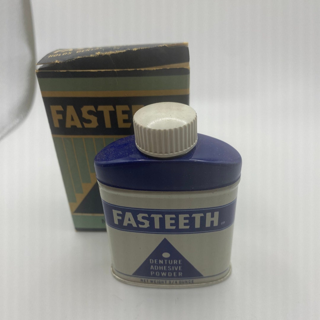 Vintage Fasteeth Denture Powder Tin and Box - Etsy