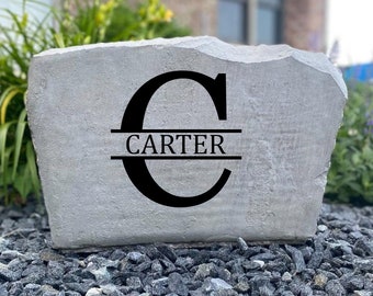 A Monogram Stone Name and Address Sign Custom Engraved - Etsy