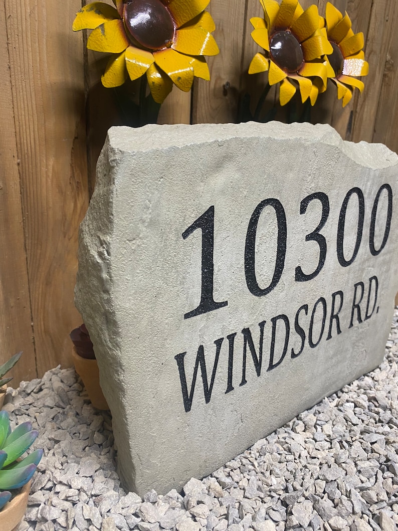 Custom Concrete Address Sign-custom Engraved Address Stone- Custom ...