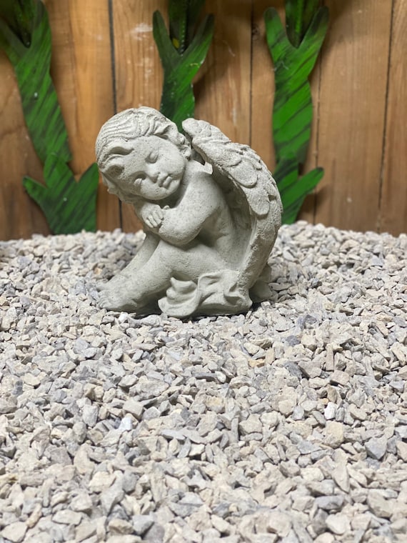 Sideways Angel Concrete Statue Garden Decor - Etsy