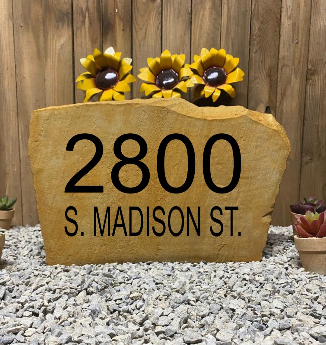 CUSTOM ENGRAVED SIGN Address Rock- Custom Engraved Address Stone ...