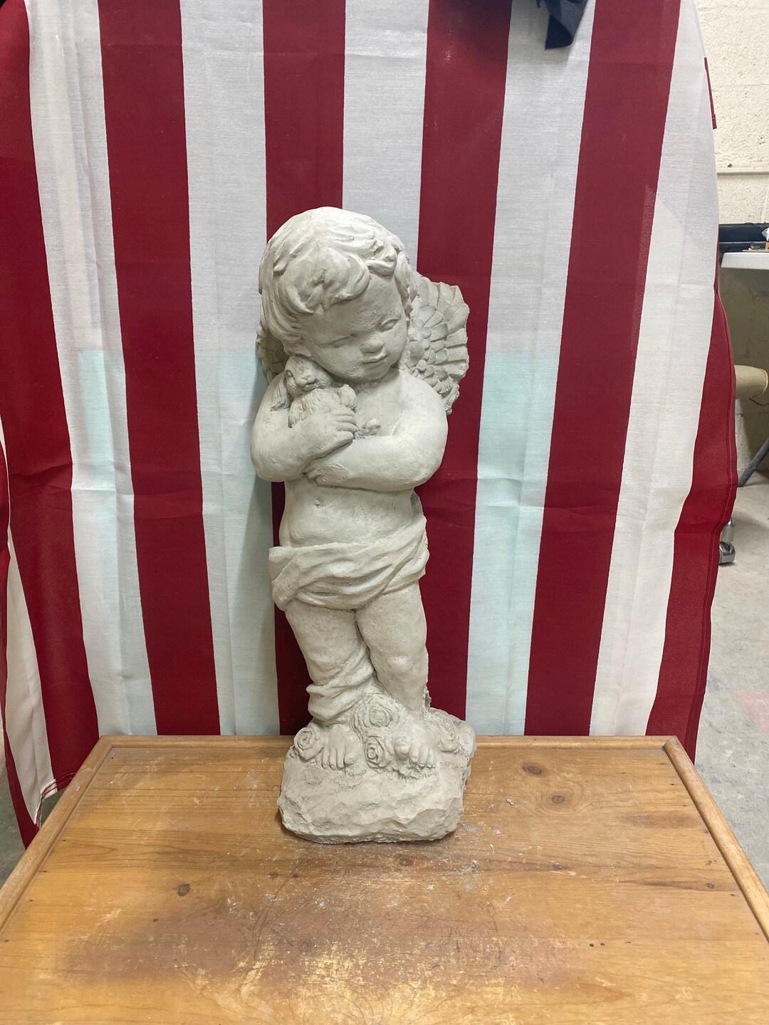 Angel With Rabbit Concrete Statue - Etsy