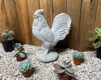 10" Tall Cement Rooster Chicken Garden Art Statue Concrete Farm Animal ...