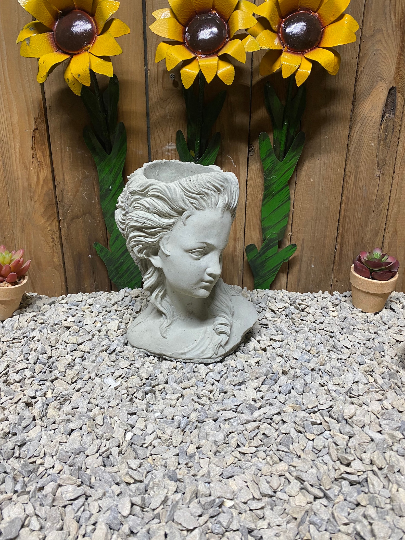 Lady Head Planter Concrete Statue Indoor/ Outdoor Home and Garden Decor ...