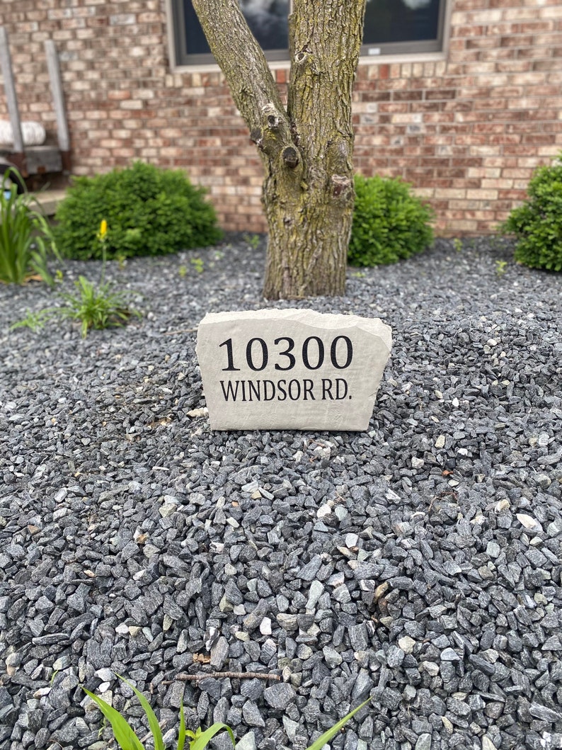 CUSTOM ENGRAVED SIGN Address Rock- Custom Engraved Address Stone ...