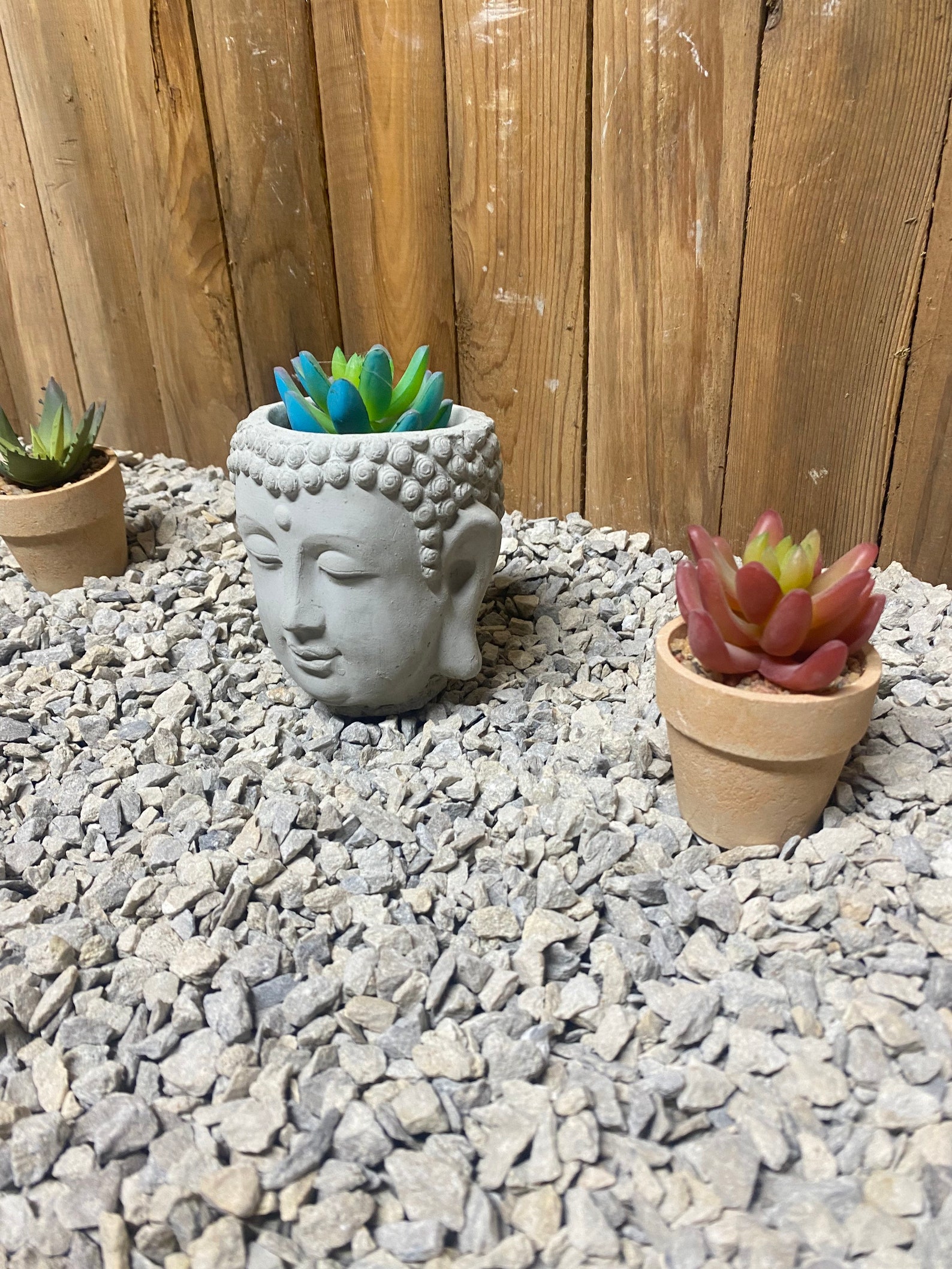 Thai Buddha Head Planter Concrete Statue, Succulent Planter Zen Garden ...