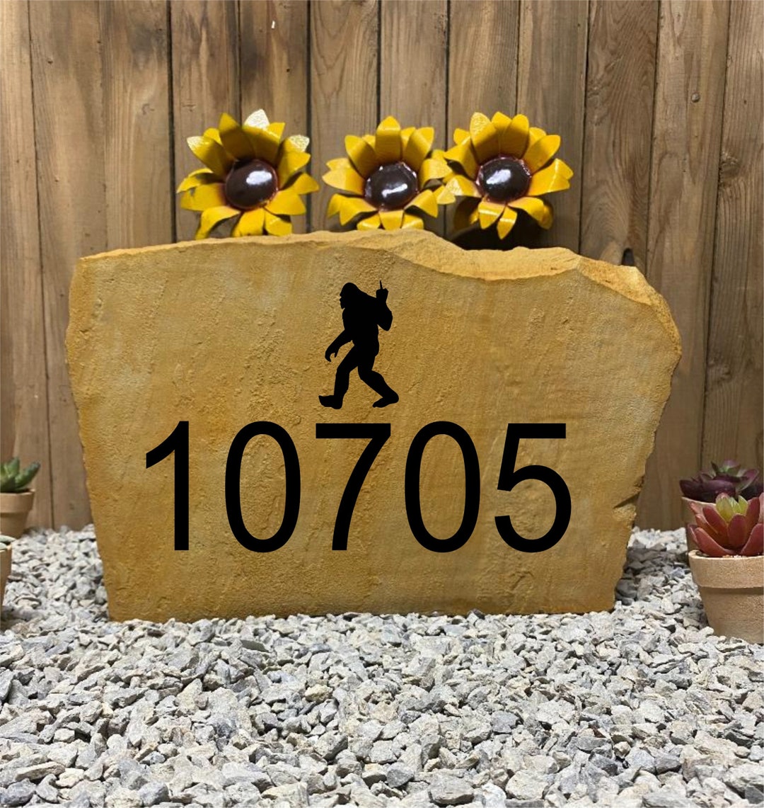 Flipping off Bigfoot Address Stone, Name and Address Sign- Custom ...