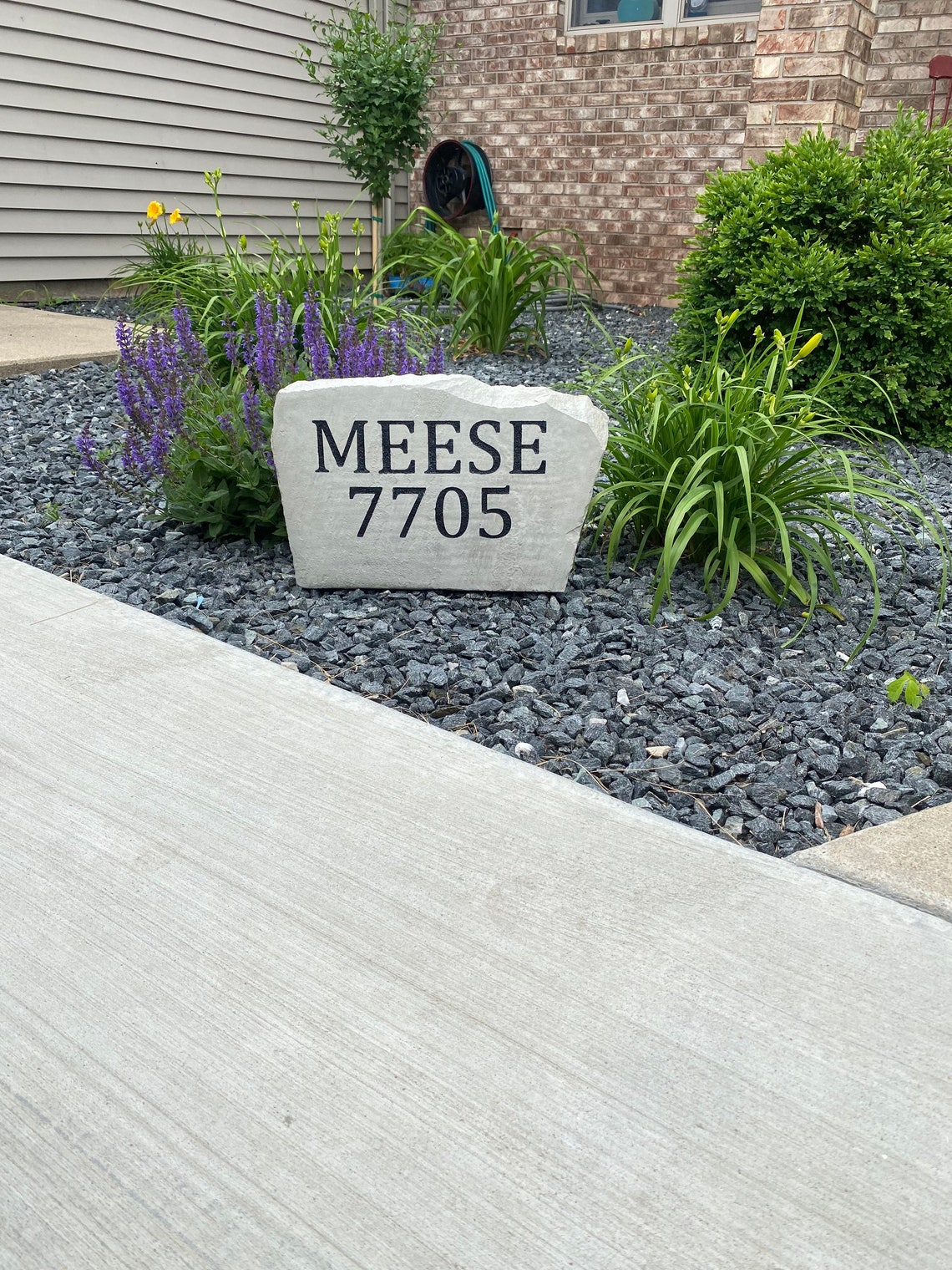 D Monogram Stone, Name and Address Sign- Custom Engraved Address Stone ...