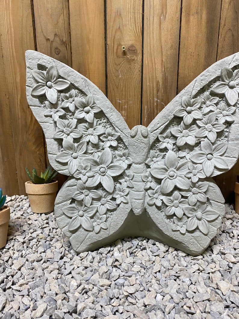 Large 24lbs Butterfly Concrete Statue, Indoor/ Outdoor Statue ...