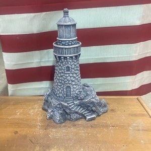 Lighthouse on Rocks Concrete Statue - Etsy