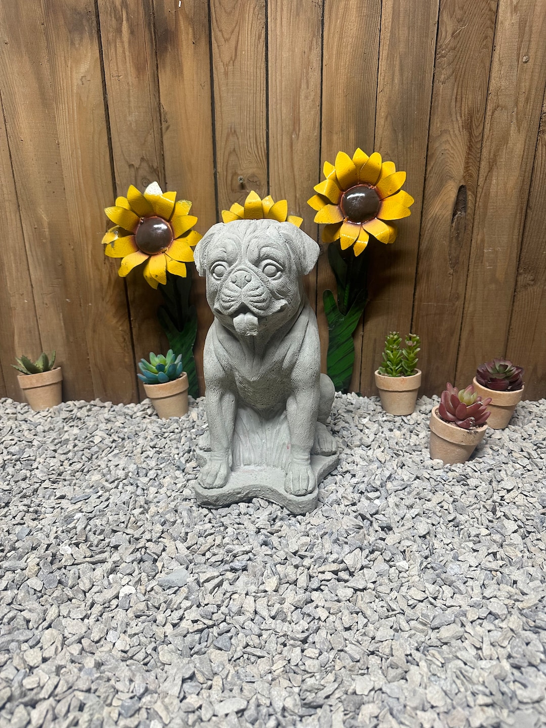11” Pug Dog Concrete Statue - Etsy