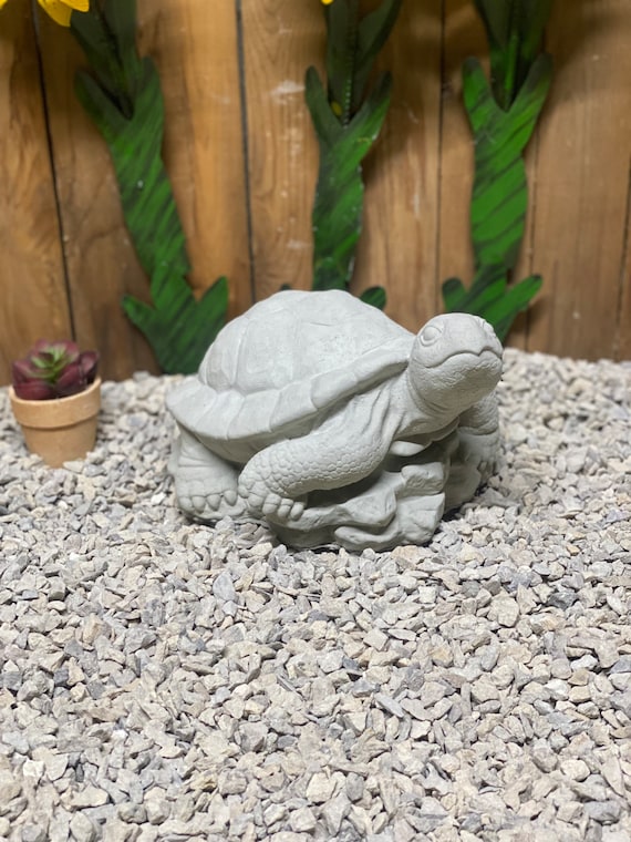 Large Turtle on Rock Concrete Statue - Etsy