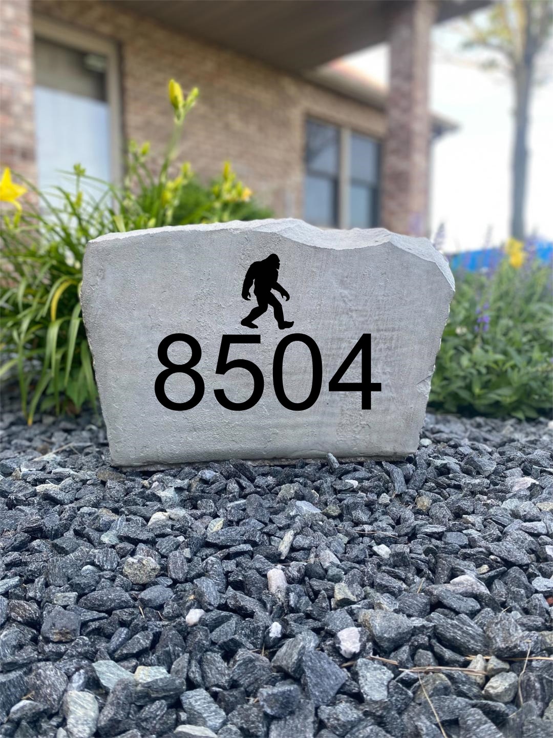 Big Foot Address Stone, Name and Address Sign- Custom Engraved Address ...