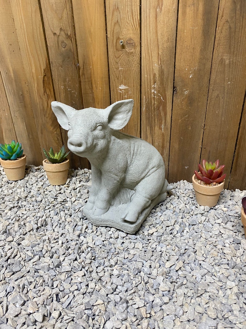 12lbs Pig Concrete Statue Indoor/ Outdoor Home and Garden Decor, Free ...