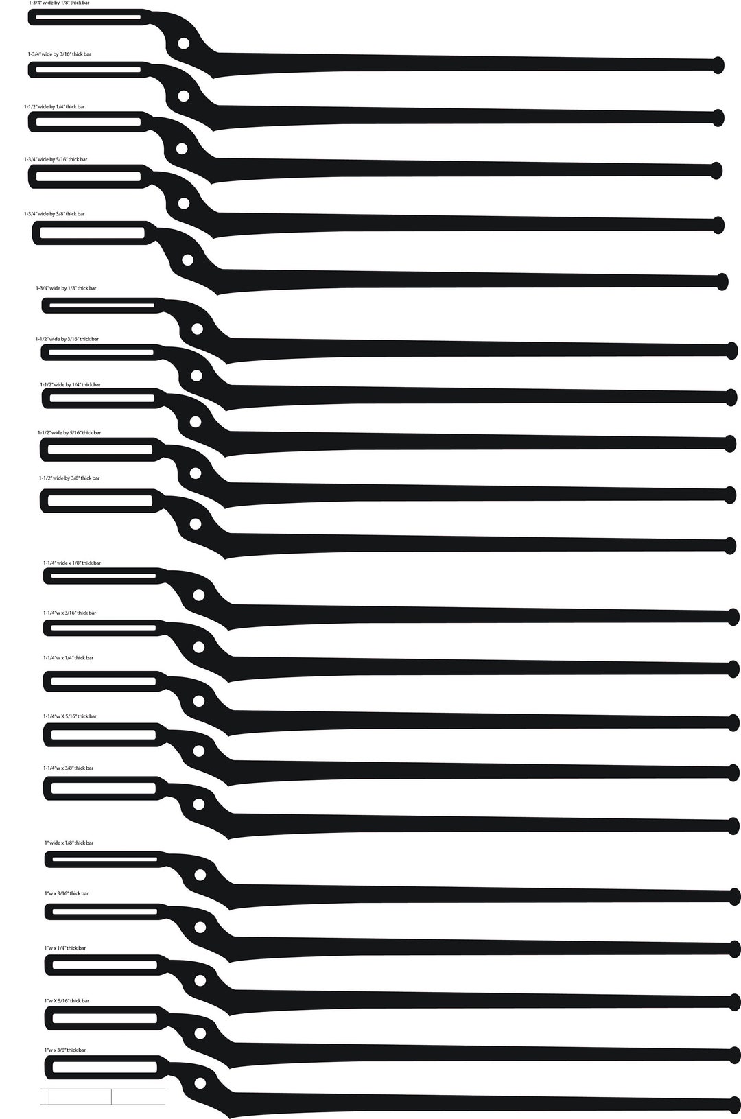 Bar Tong Blanks, Blacksmith, Dxf **DIGITAL FILE ONLY** 1" - 1-3/4" Wide ...