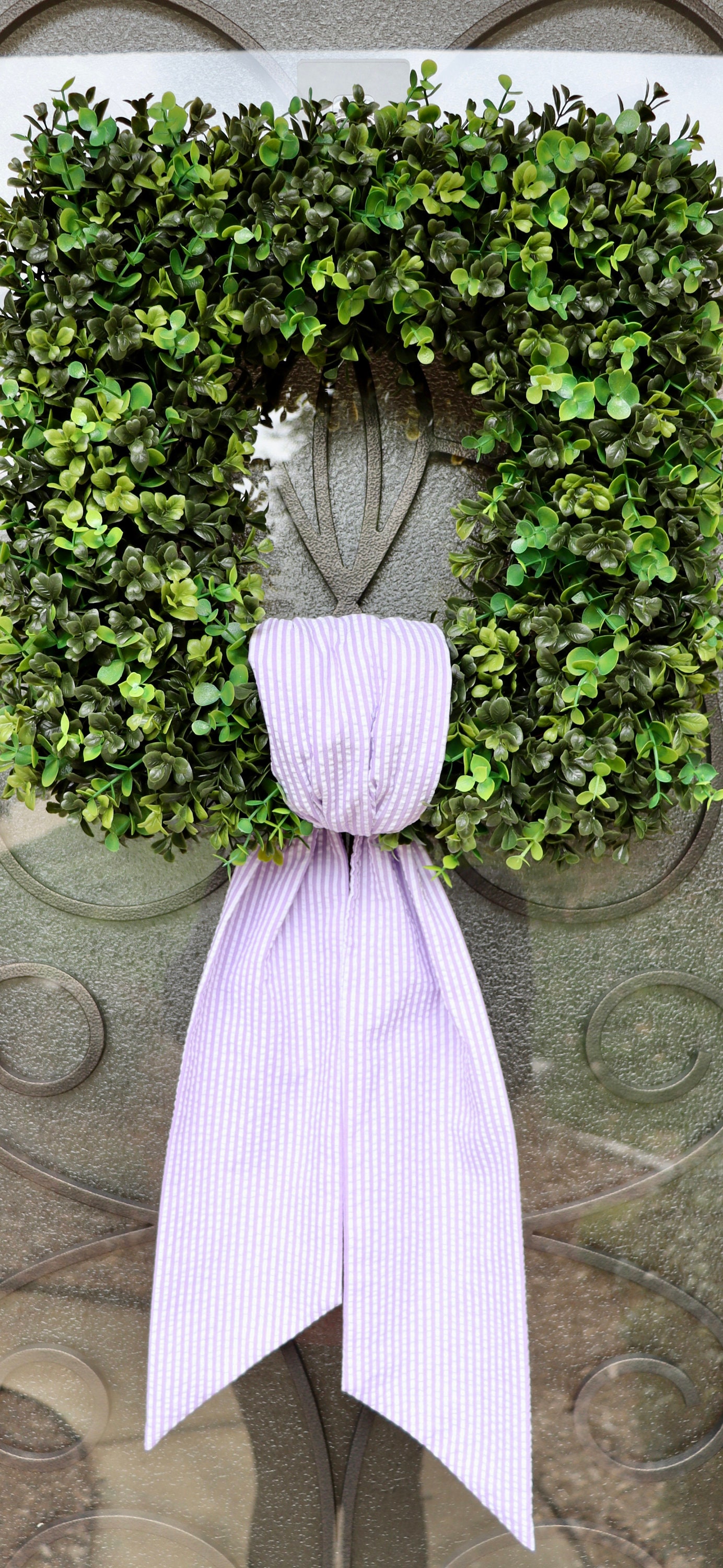 Purple and White Seersucker, Wreath Sash, Holiday Decor, Embroidery ...