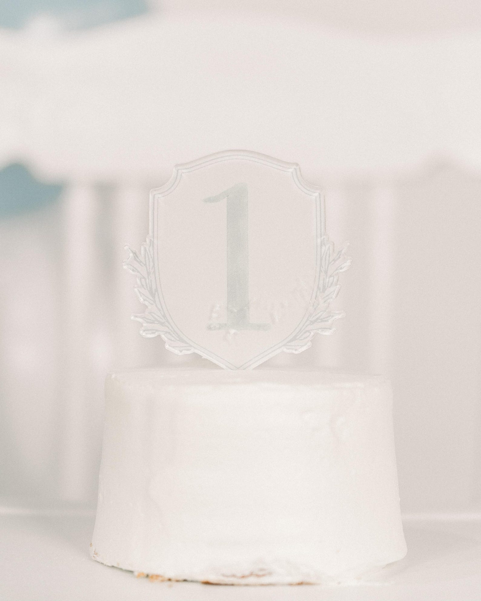 Watercolor Crest Acrylic Cake Topper: Elegant Birthday Decor - Etsy