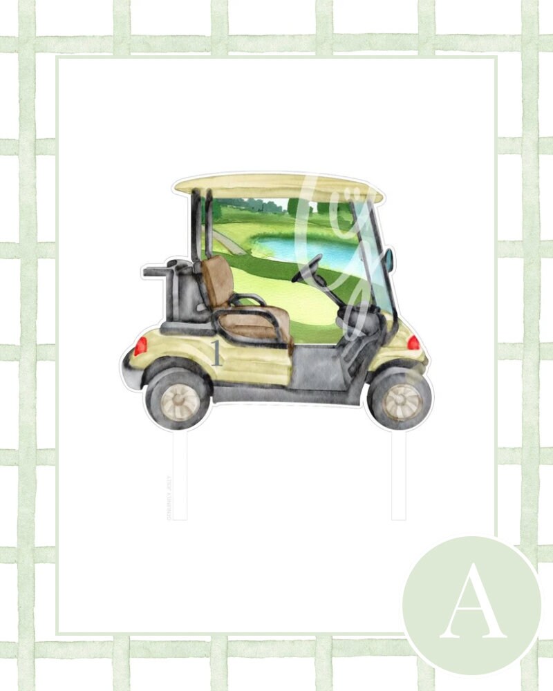 Hole in One | Golf Cart Cake Topper | Acrylic | Watercolor | 1st, 2nd ...