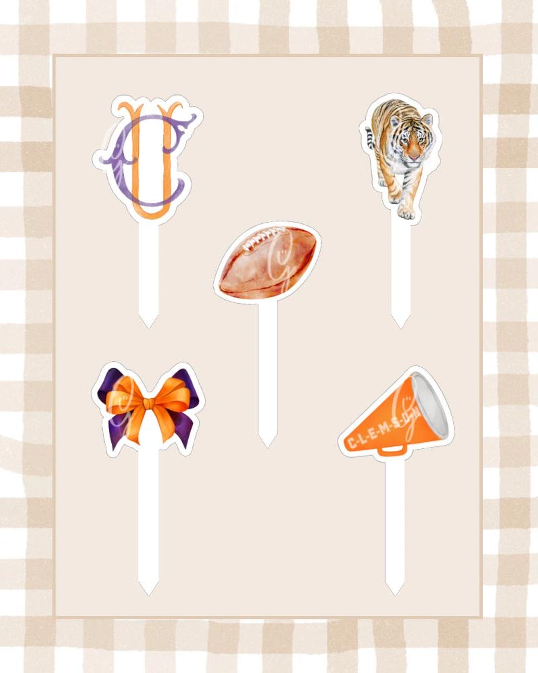 Clemson Tailgate Charcuterie Sticks: Watercolor Football Cupcake ...