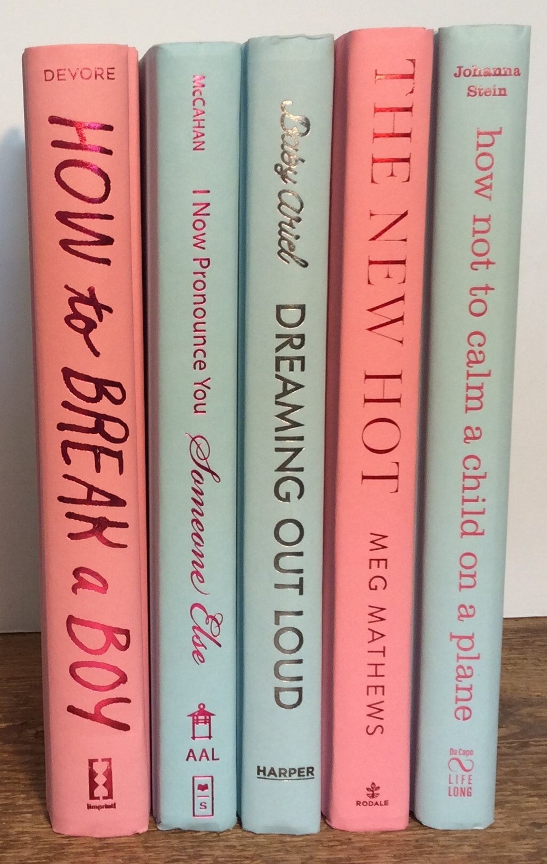 Pink and Baby Blue Book Decor Bundle Hot Pink, Soft Pink and Blue Books ...