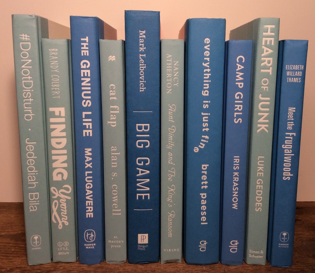 Blue Decorative Books for Bookcase, Mantel Staging - Baby Blue Medium ...