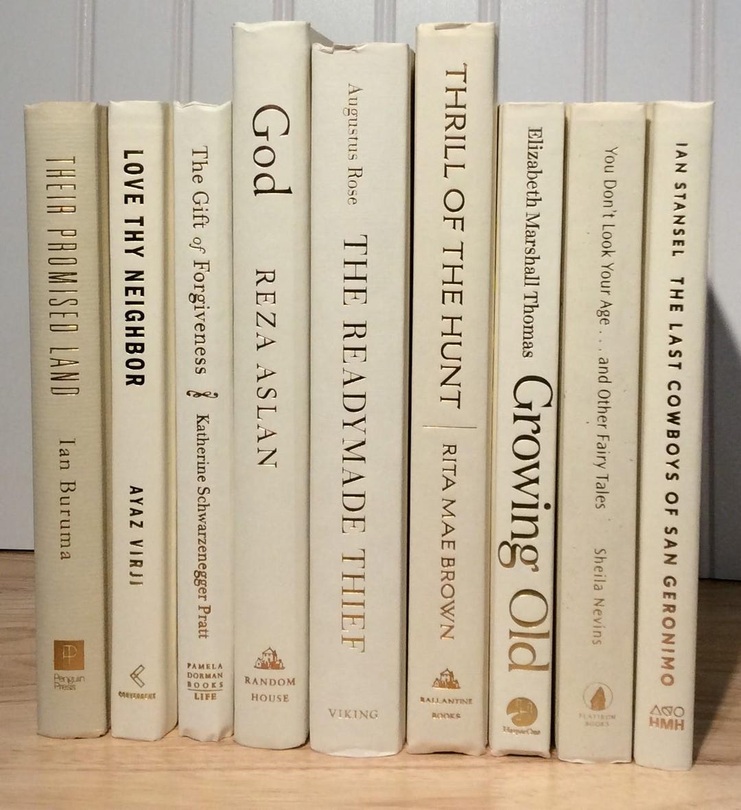 Luxury Neutral Bookshelf Decor, Ecru Books With Gold Titles, Set of 9 ...