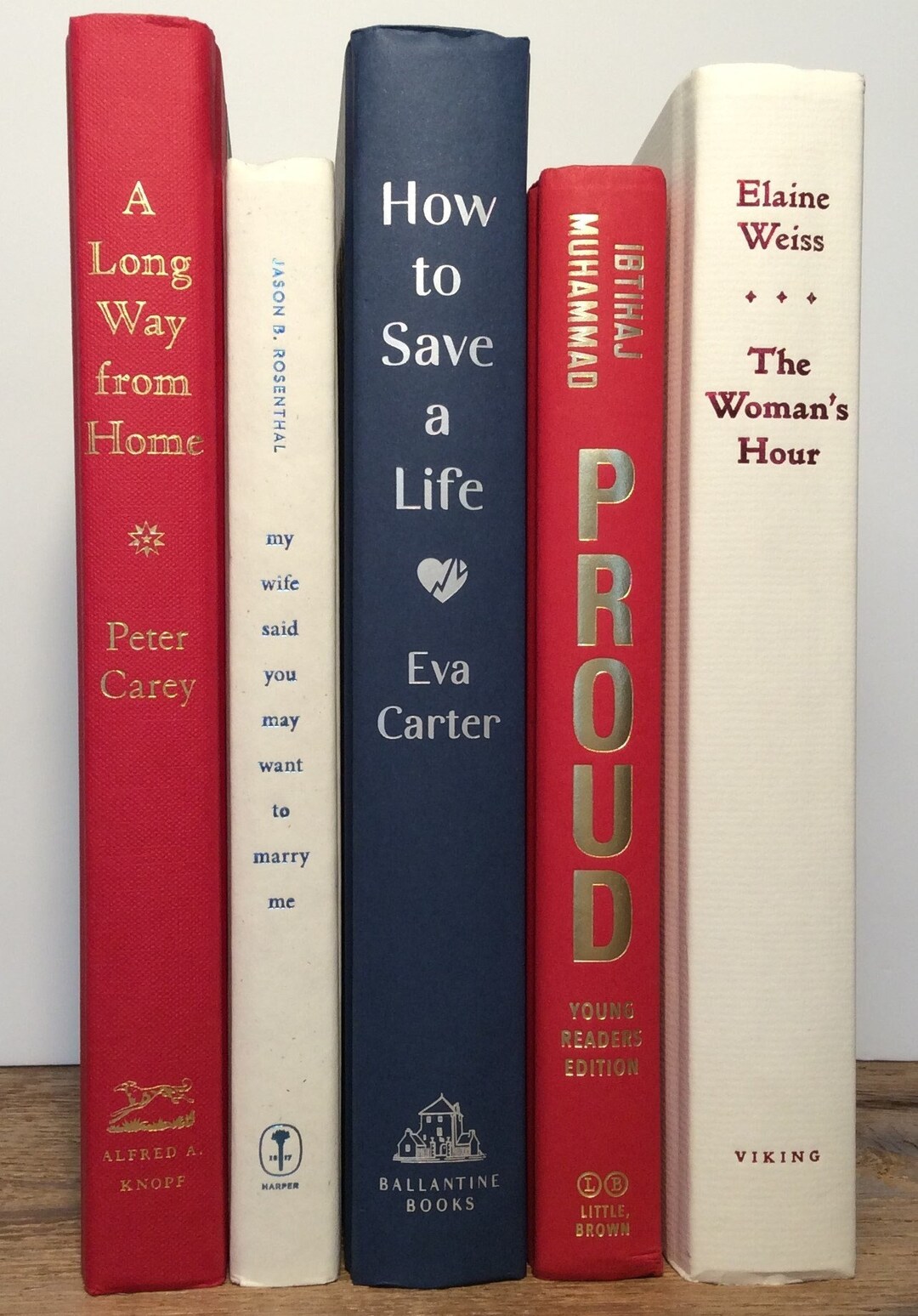 Red, White, and Blue Book Decor Set: Modern Americana Bookshelf Staging ...