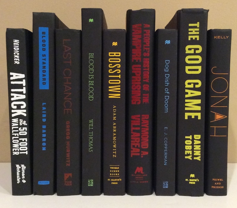 Black Books, Colorful Modern Ink Titles: Book Decor Bundle - Set of 9 ...