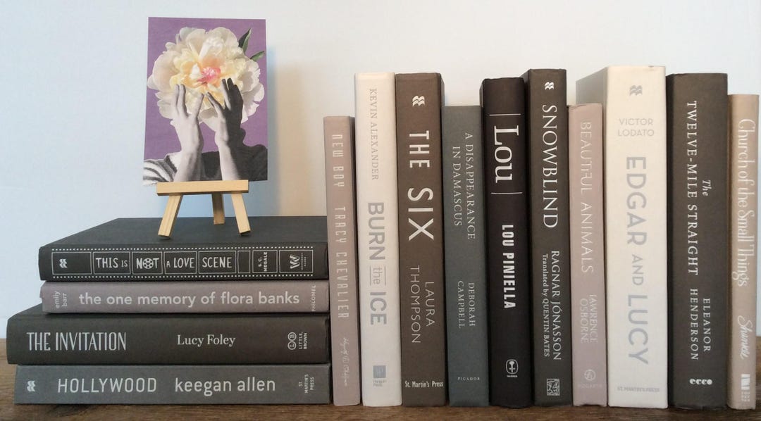 Gray Books for Modern Bookcase Staging Shades of Grey Book Decor Bundle ...