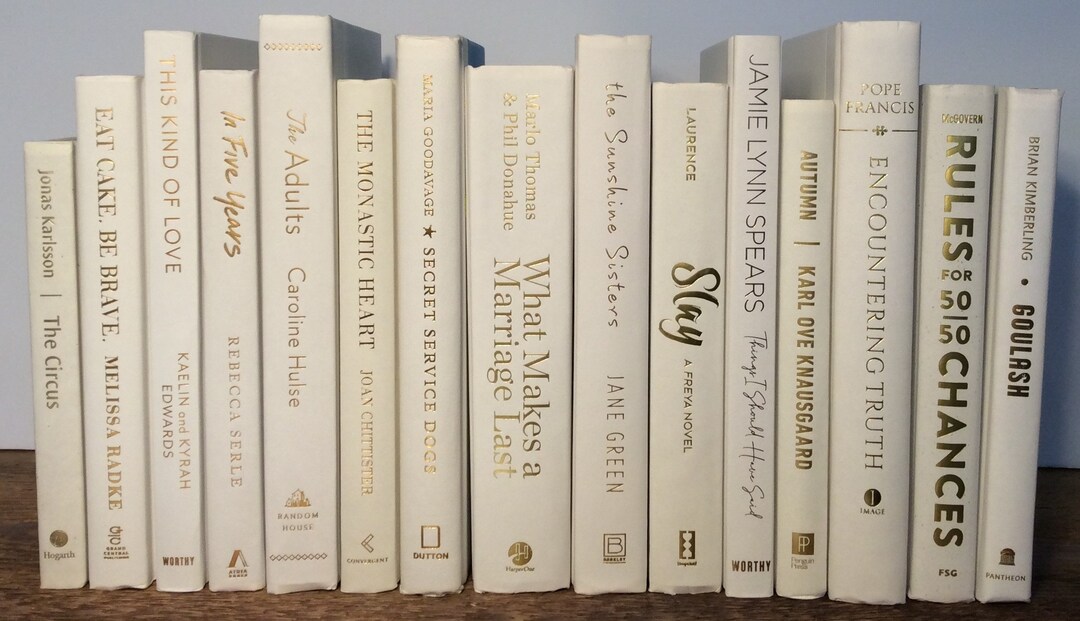 White and Gold SET of 15 Luxe Books for Home Decor, Literary Weddings ...