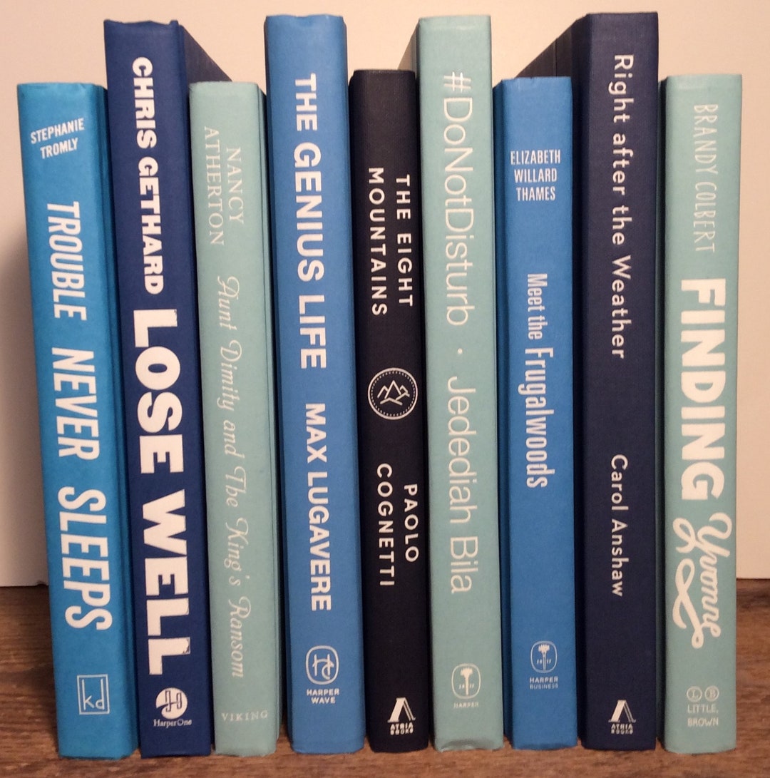 Blue Book Decor Bundle - Navy and Baby Blue Decorative Books - Shades ...