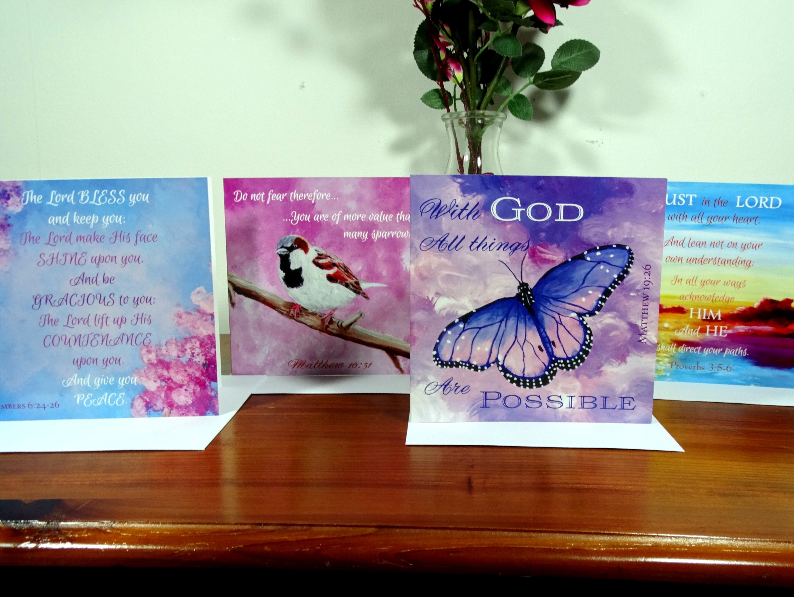Christian Bible Verse Faith Cards Set of 4 Unique Scripture - Etsy