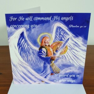 Psalm 91 Angel Card Christian Bible Verse Card Scripture Encouragement Card Religious Faith Card ...