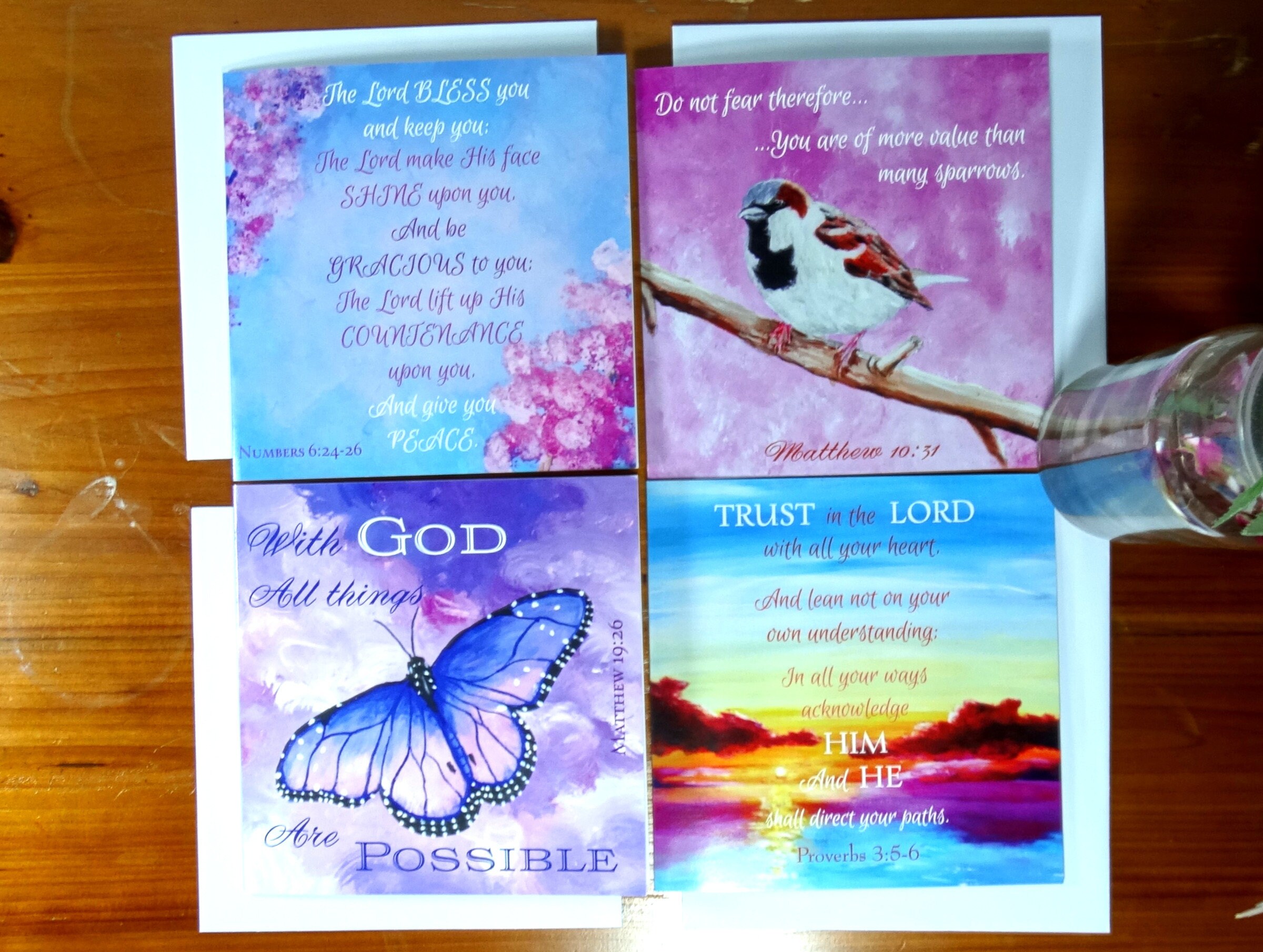 Christian Bible Verse Faith Cards Set of 4 Unique Scripture - Etsy