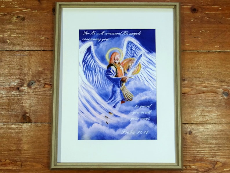 Angel Psalm 91:11 Art Print, Christian Scripture Wall Art - Etsy