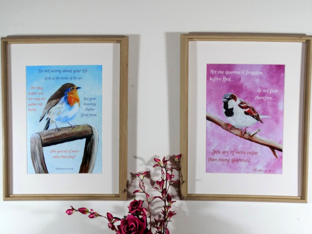 Birds of the Air Bible Verse Wall Art Prints Christian Gift Scripture ...