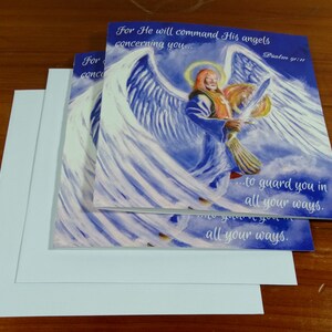 Psalm 91 Angel Card Christian Bible Verse Card Scripture Encouragement Card Religious Faith Card ...