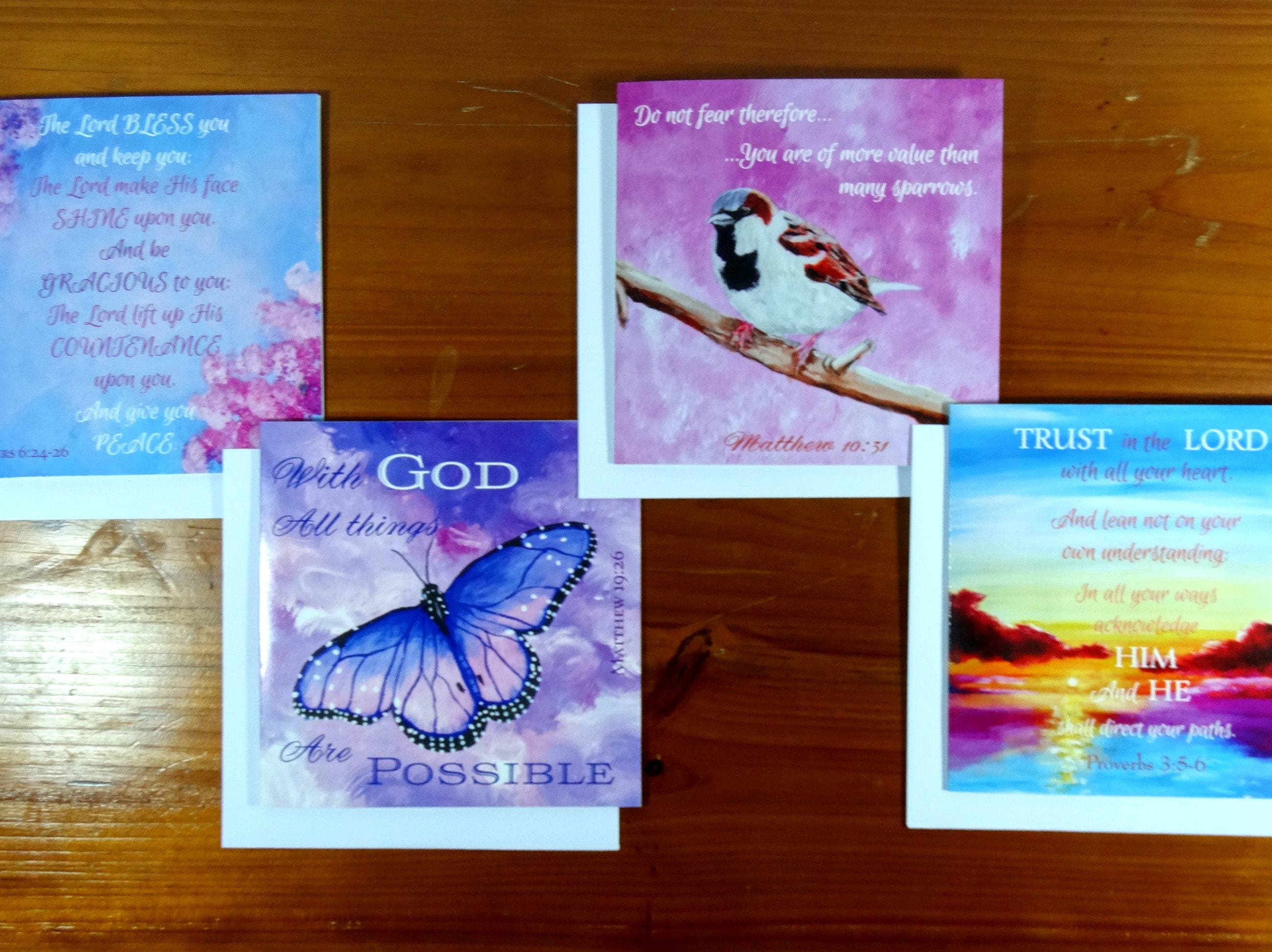 Christian Bible Verse Faith Cards Set of 4 Unique Scripture - Etsy