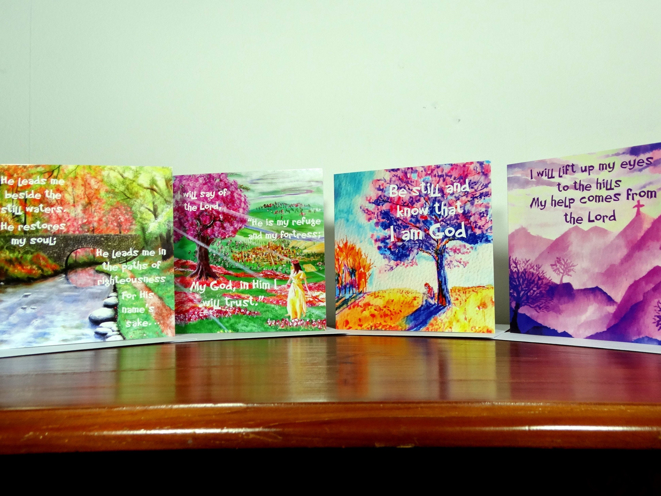 Christian Bible Verse Cards Psalms Scripture Cards Set of 4 - Etsy