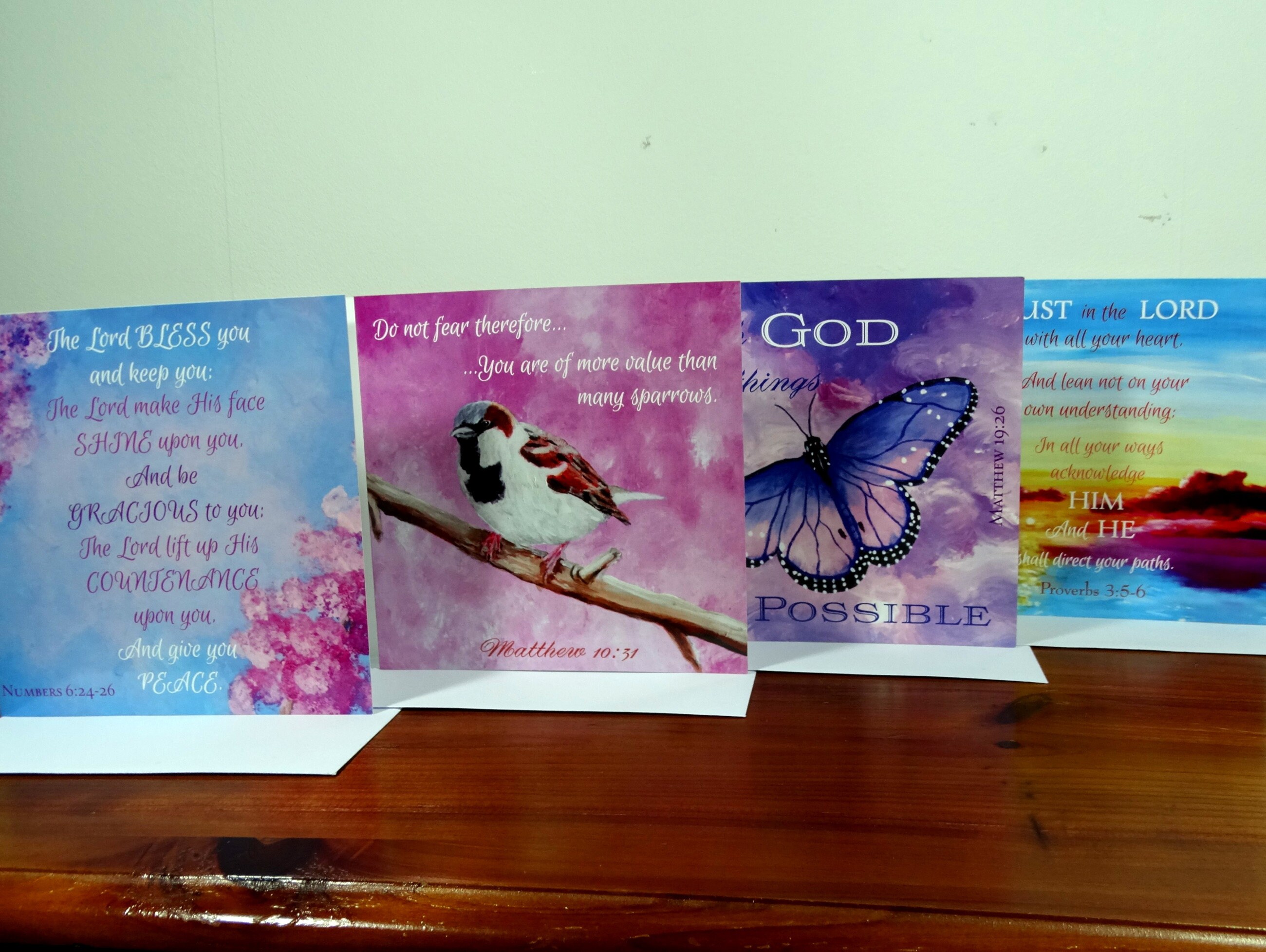 Christian Bible Verse Faith Cards Set of 4 Unique Scripture - Etsy