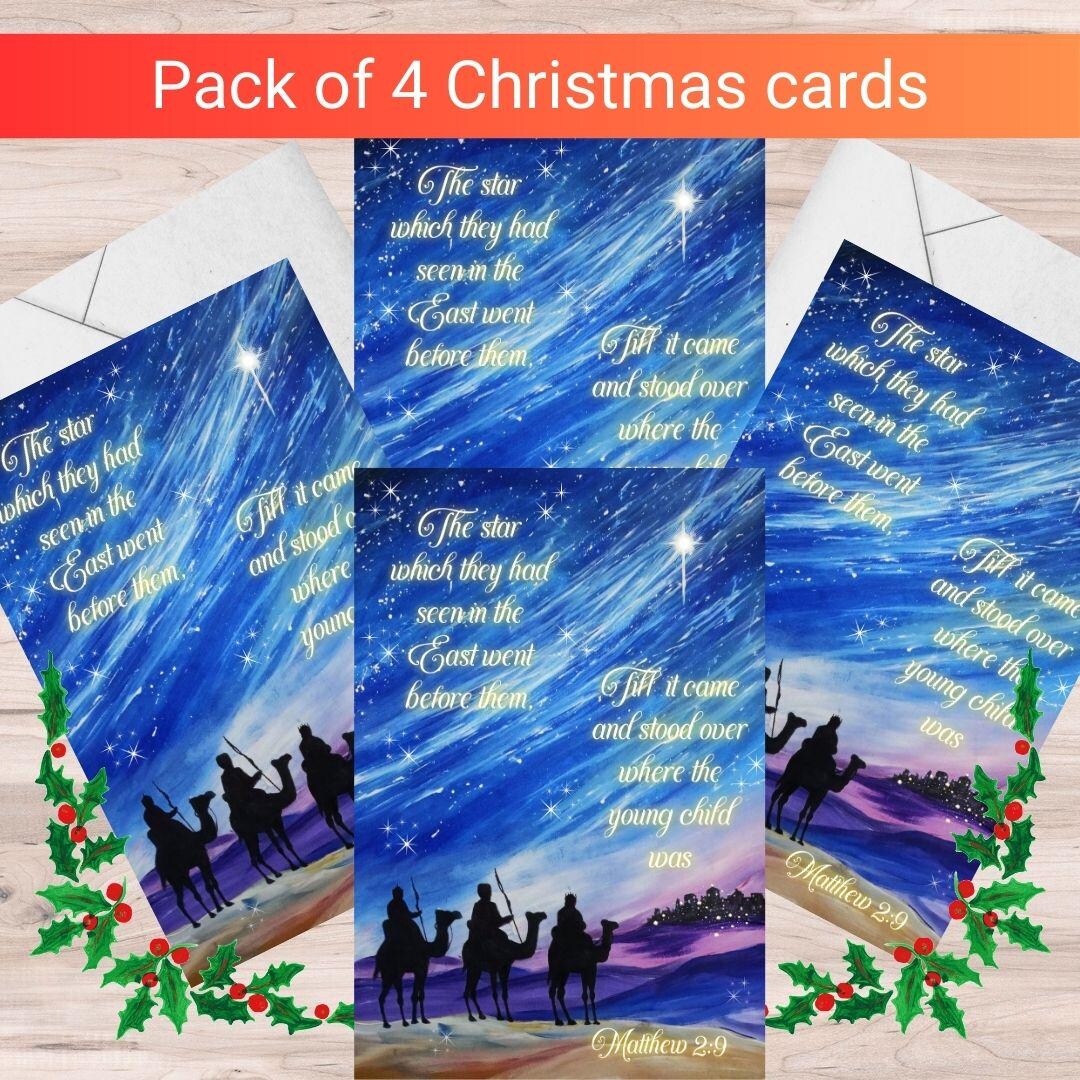 Wise Men Follow the Star Nativity Cards 4 Pack Christmas Cards ...