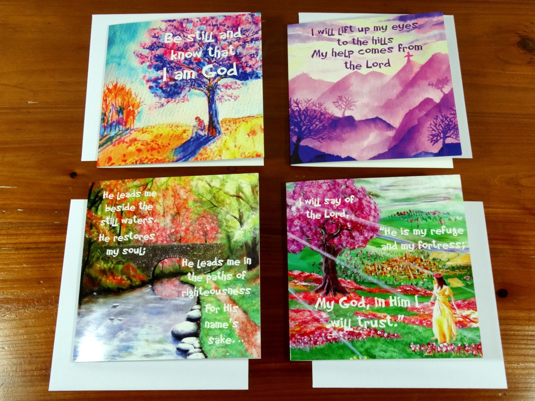 Christian Bible Verse Cards Psalms Scripture Cards Set of 4 - Etsy