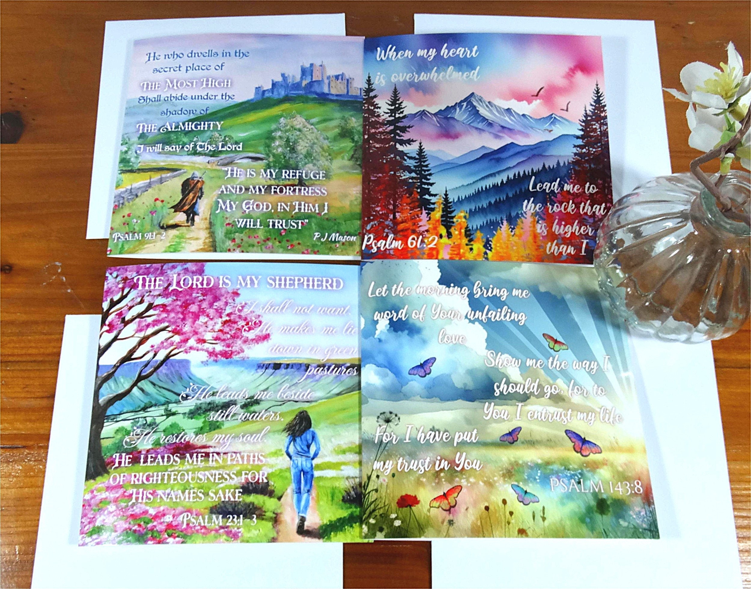 Christian Bible Verse Cards Psalms Scripture Cards Set of 4 Unique Any ...