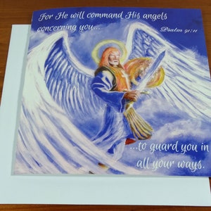 Psalm 91 Angel Card Christian Bible Verse Card Scripture Encouragement Card Religious Faith Card ...