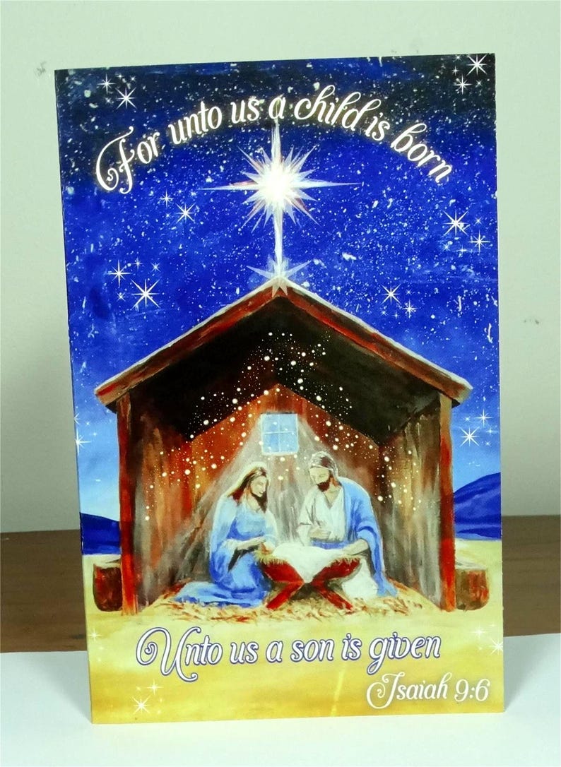 Nativity Christmas Cards, Religious Scripture Art, Set of 6 - Etsy UK