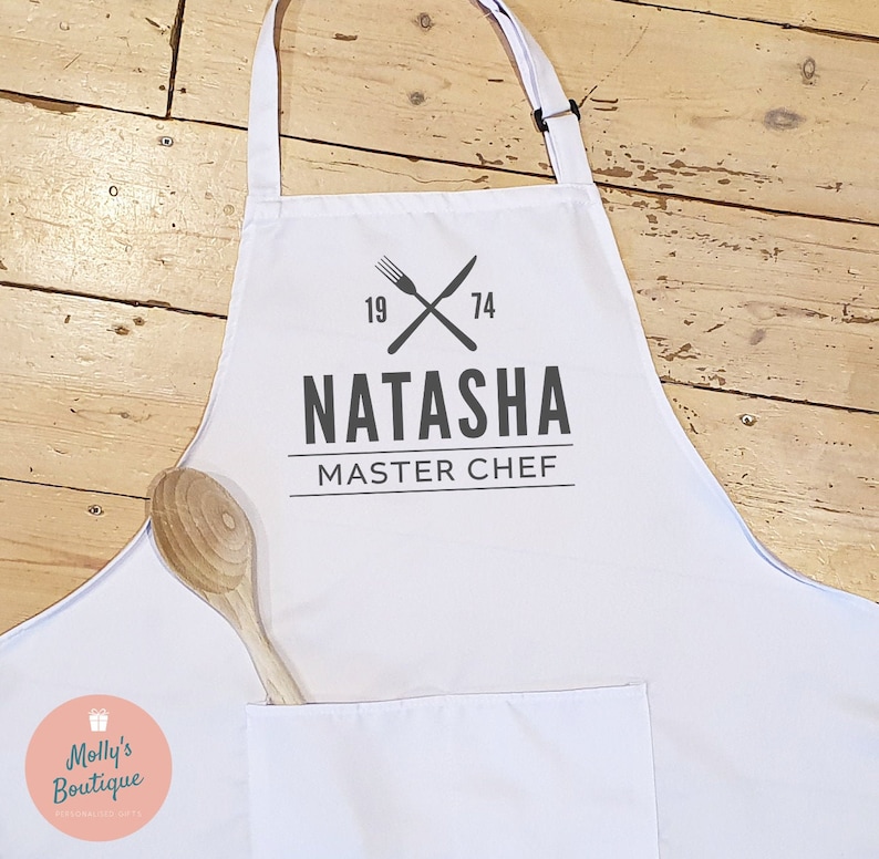 Personalised Master Chef Apron Ladies Mens Cooking - Etsy