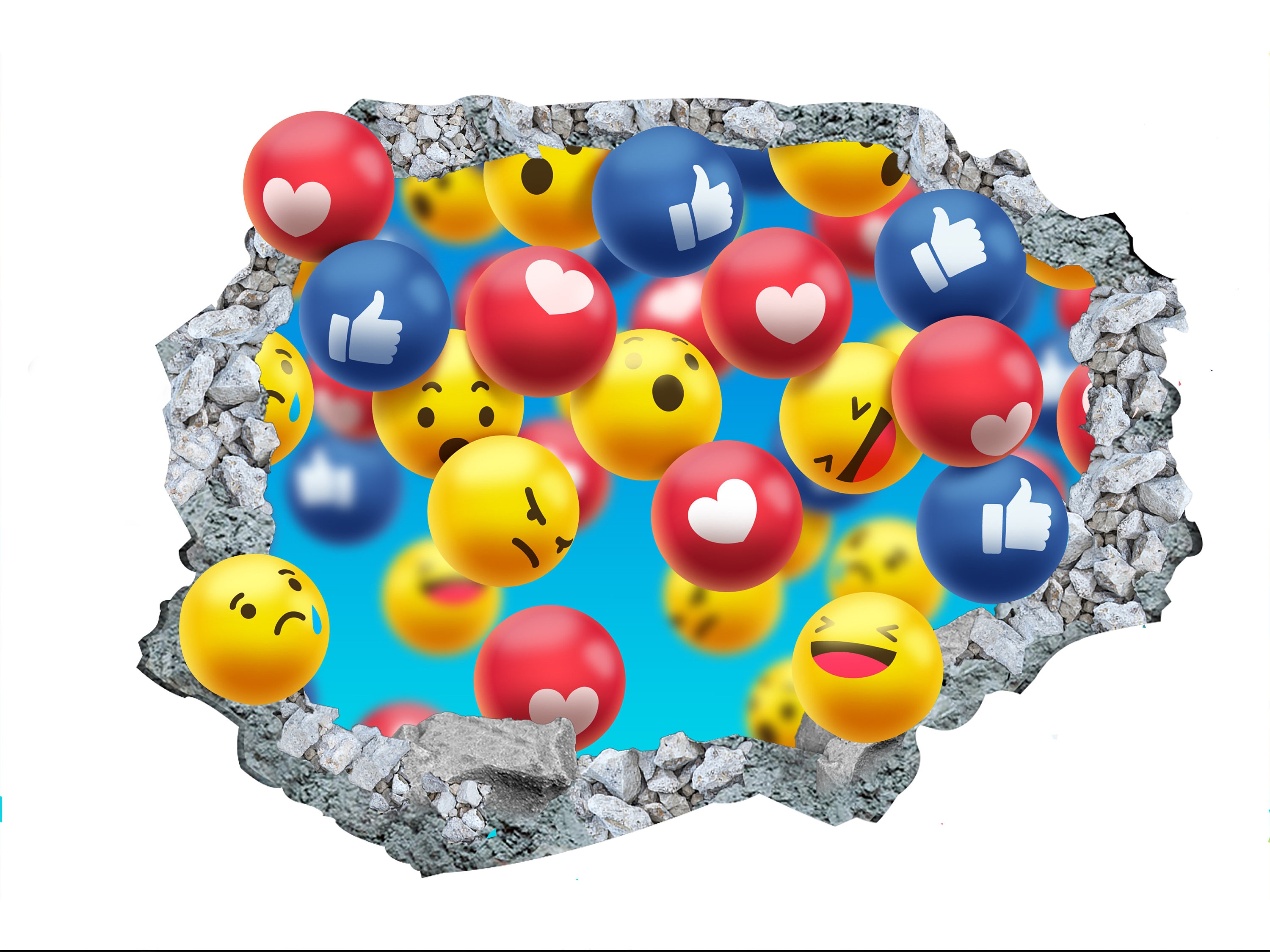 Colorful Emoji Sticker Wall Decor Emoji Broke Wall Beautiful | Etsy