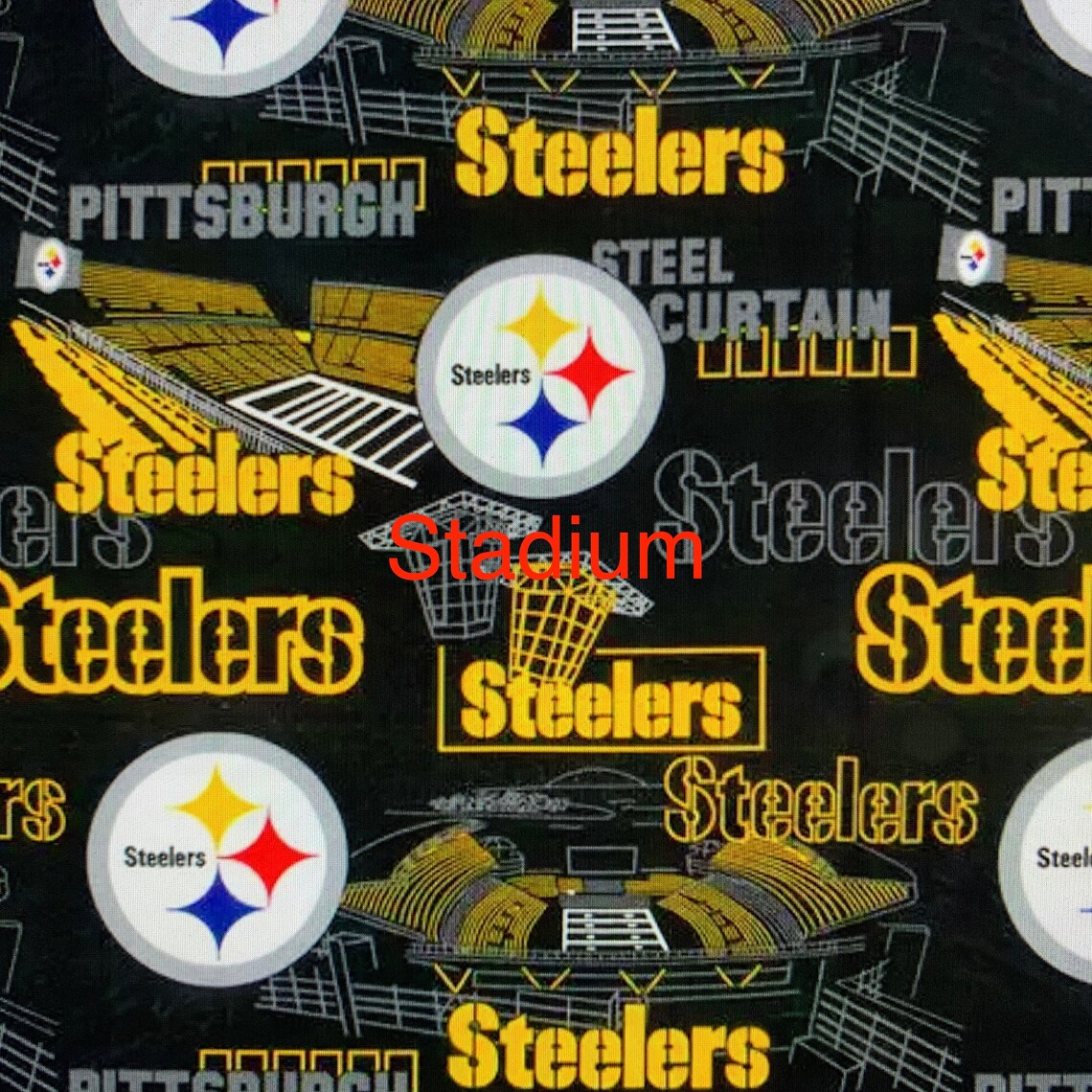 NFL Fabric - Pittsburgh Steelers Cotton Fabric Black, Camo, Plaid ...