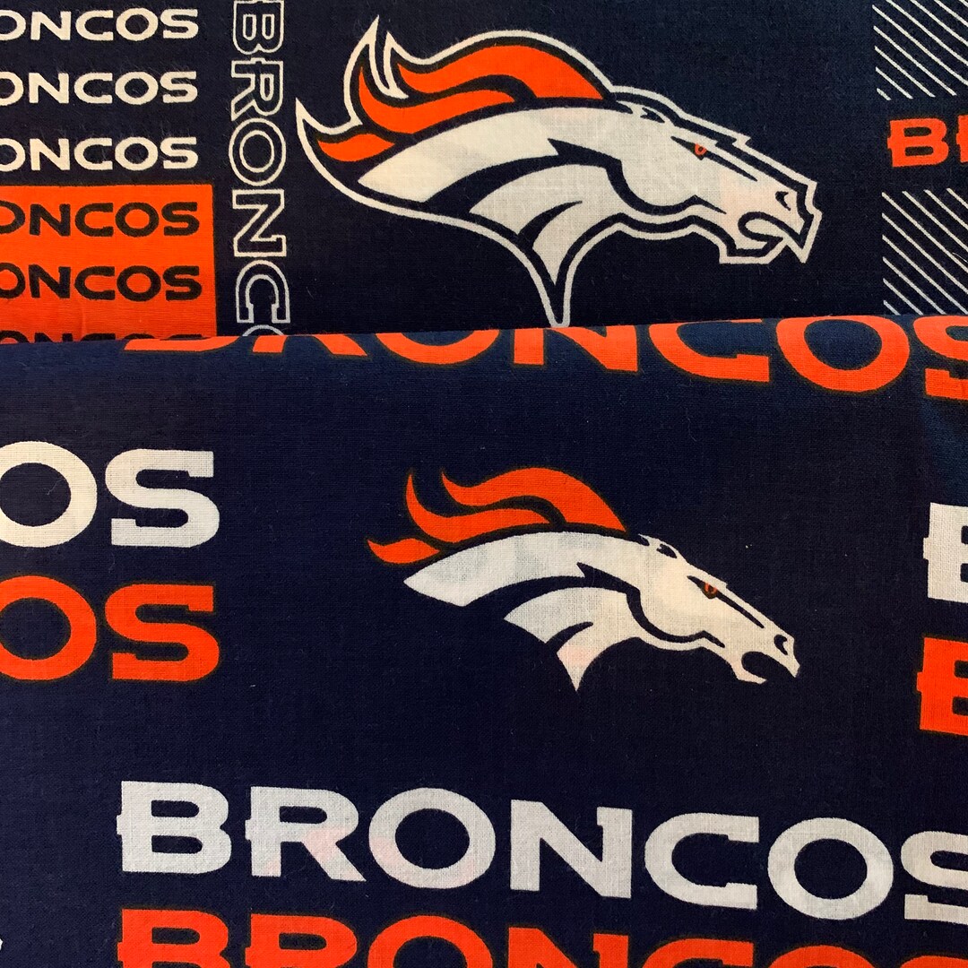 NFL Denver Broncos Cotton Fabric Patchwork Blue/orange, Mascot Logo ...