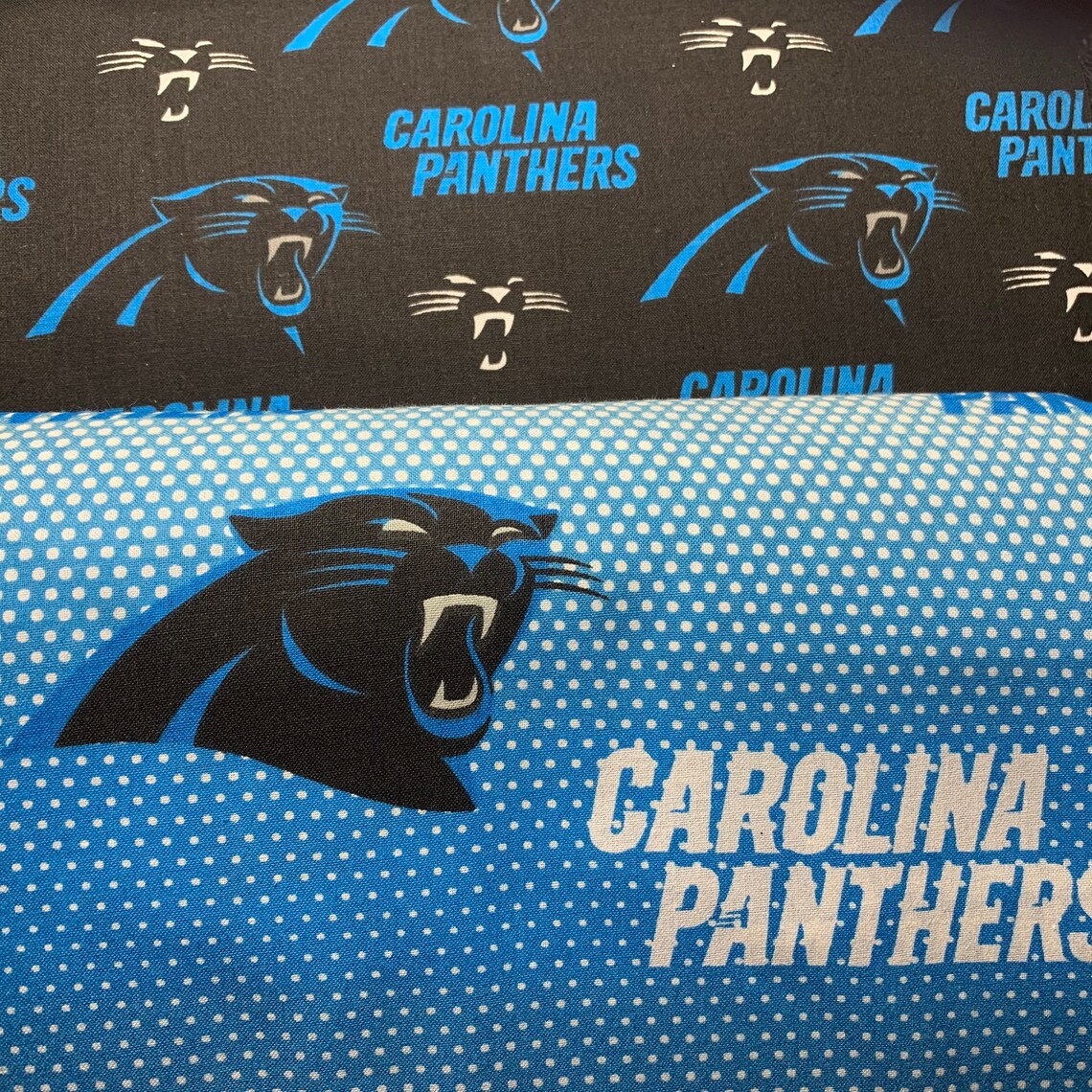 NFL Carolina Panthers Cotton Fabric Logo Mini Dot Retro | Etsy